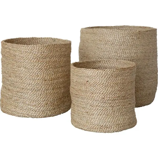 WILL & ATLAS Set Of 3 Round Jute Baskets