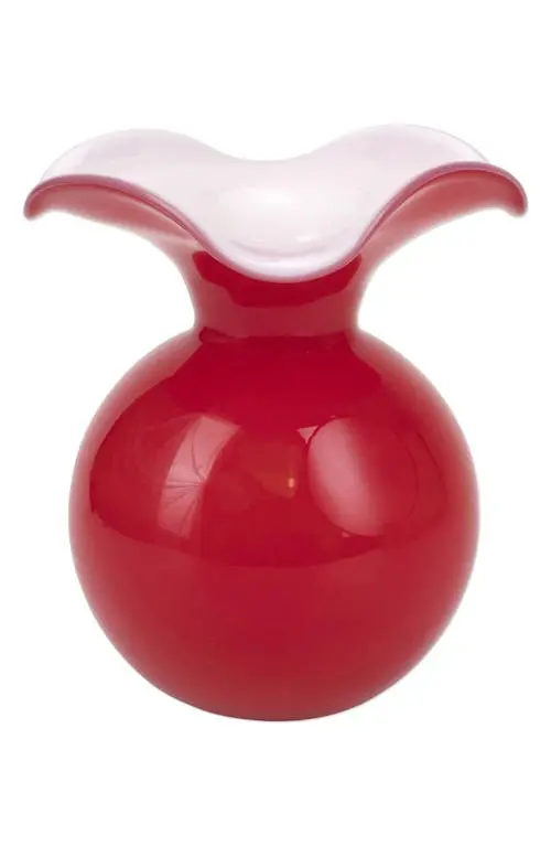 VIETRI Hibiscus Fluted Medium Vase - Red