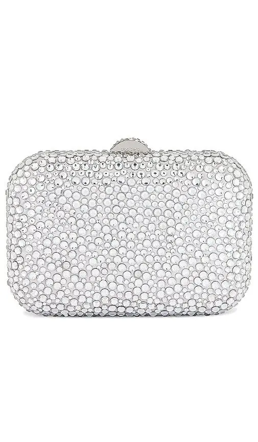 OLGA BERG Casey Hot Fix Encrusted Clutch - Silver