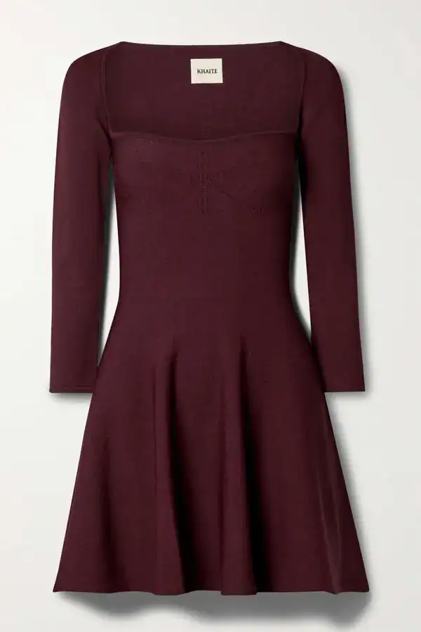 Khaite Dylan Stretch-knit Mini Dress - Burgundy | Editorialist