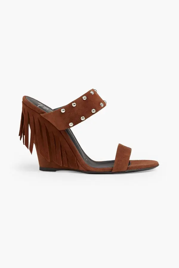 GIUSEPPE ZANOTTI Taline Studded Suede Wedge Mules
