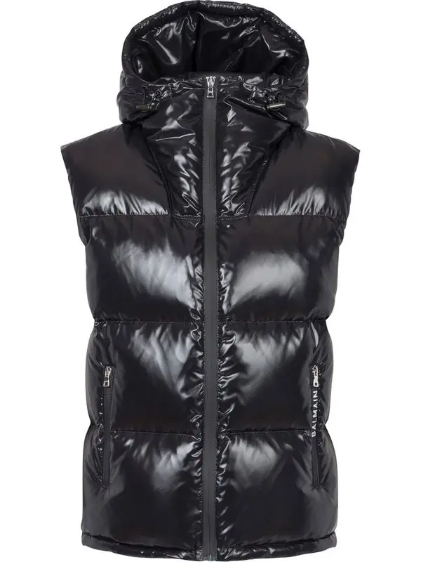 Balmain Puffer Hooded Sleeveless Jacket