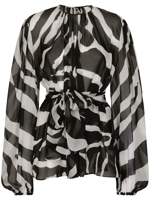 Dolce & Gabbana Zebra-print Chiffon Blouse - Black