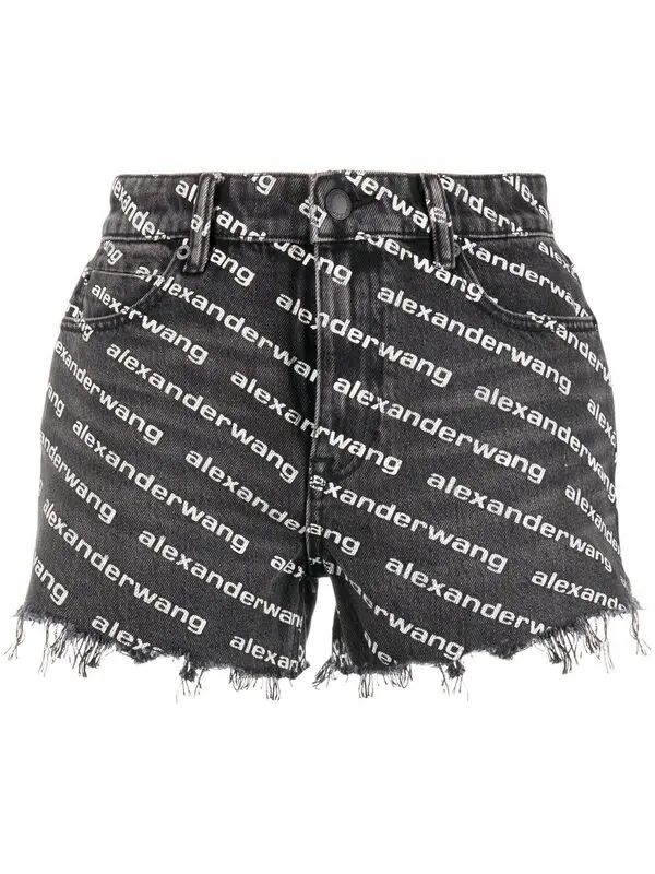 Alexander Wang Bite Logo-print Denim Shorts - Grey