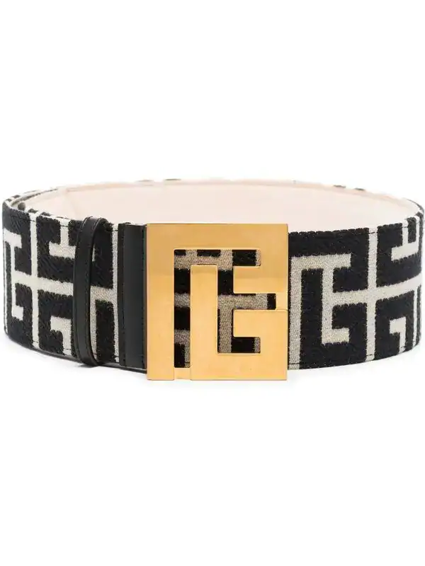 Balmain Monogram Wide Belt - Black | Editorialist display picture 3