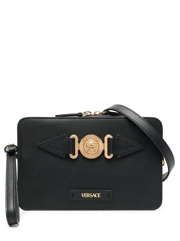 Versace Medusa Biggie Leather Messenger Bag