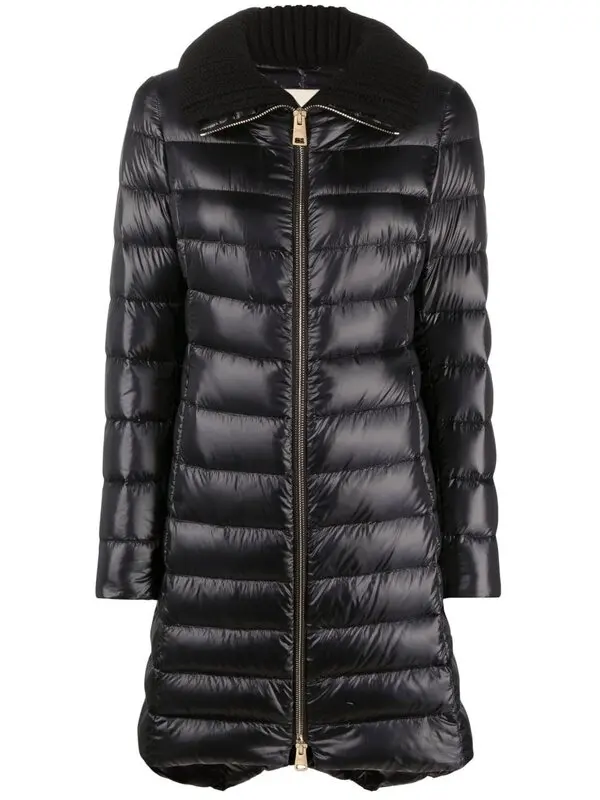 Herno Knitted-collar Padded Coat - Black