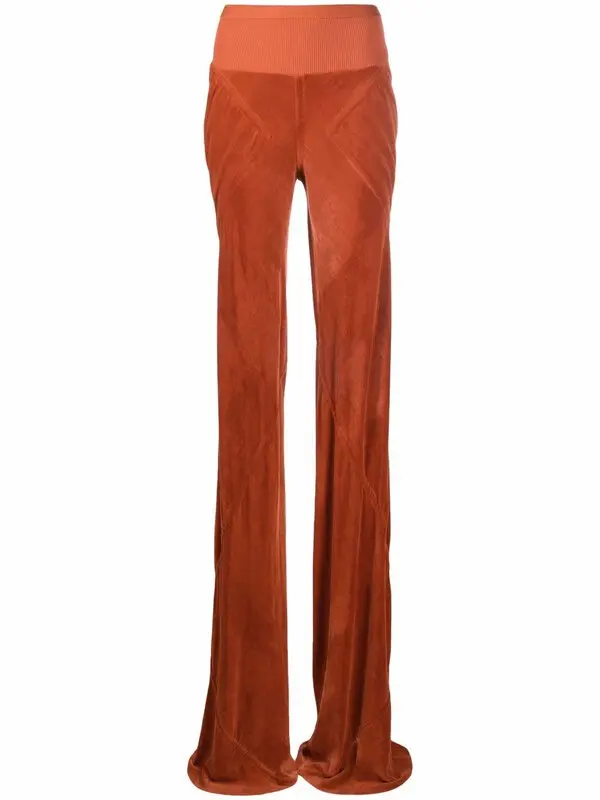 Rick Owens Bias-cut Velvet-effect Trousers - Orange