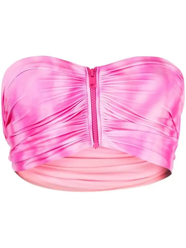 GANNI Tie-dye Bandeau Bikini Top