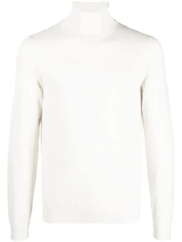 Hugo Boss Virgin Wool Roll Neck Jumper - White