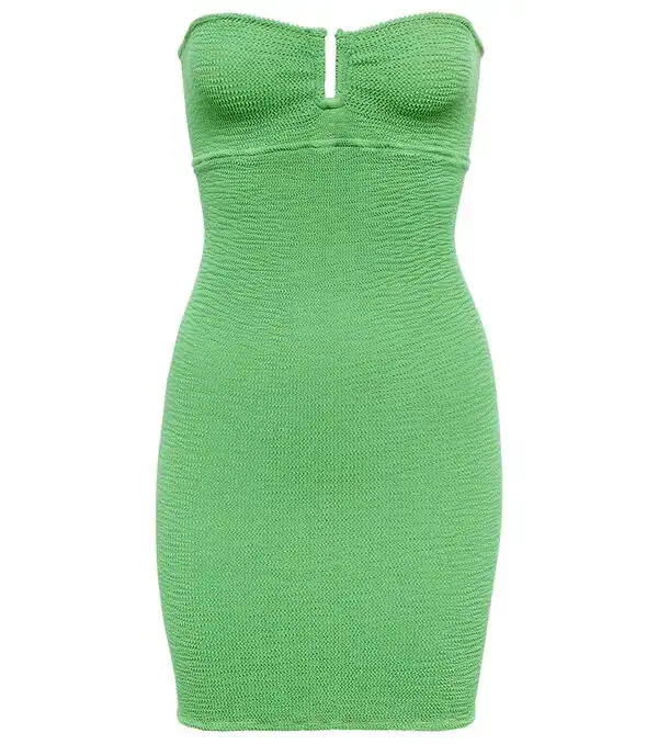 Reina Olga La Sciura Crinkle Mini Dress - Green - 50% Off | Editorialist