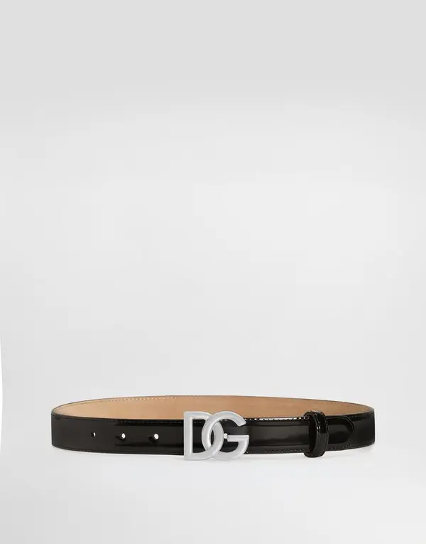 Dolce & Gabbana Shiny Calfskin Belt With Logo