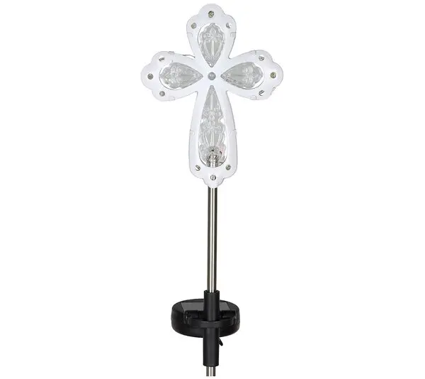 EXHART Solar Acrylic And Metal Cross Led Garden Stake Y - One-color ...