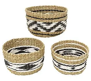 GERSON INTERNATIONAL S/3 Assorted Woven Baskets Gerson Co