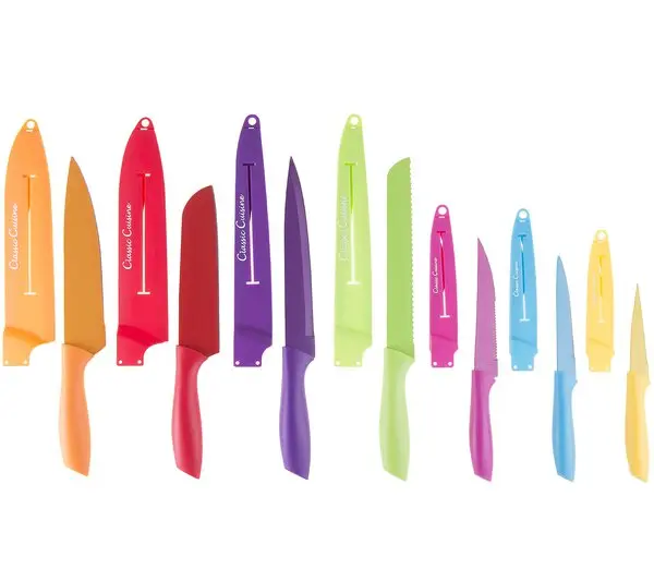 CLASSIC CUISINE 14-piece Multicolor Knife Set W Ith Sheaths