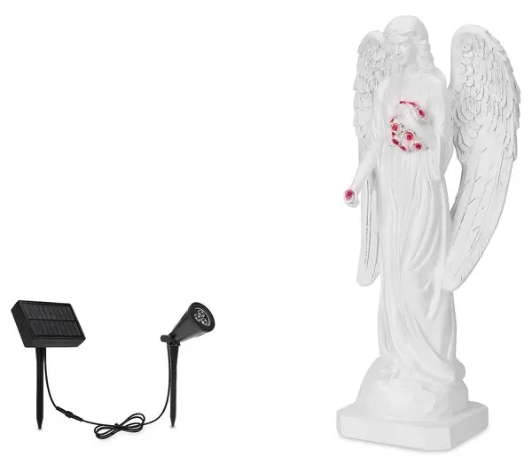 TECHKO Angel With Closed Wings Statue With Sola R Spotlight