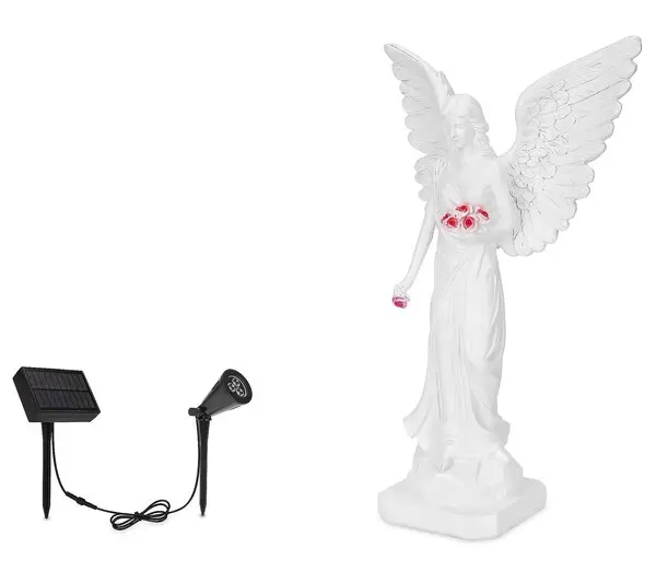 TECHKO Angel With Open Wings Statue With Solar Potlight