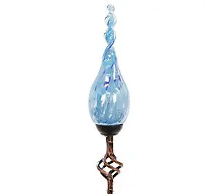 EXHART Solar Glass Flame Garden Stake With Finial E Xhart