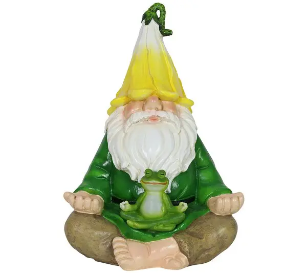EXHART Solar Meditating Gnome With Frog
