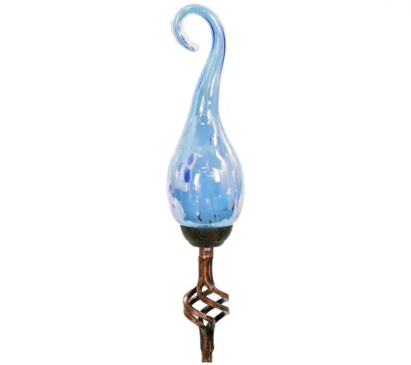 EXHART Solar Glass Spiral Garden Stake With Finial Hart