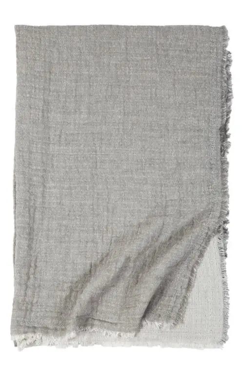 POM POM AT HOME Hermosa Oversized Cotton & Linen Throw Blanket - Light Grey/cream