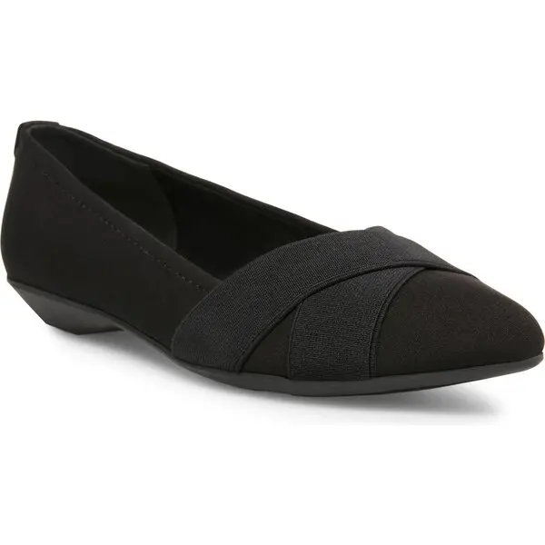 Anne Klein Oalise Pointed Toe Flat - Black/black Fabric