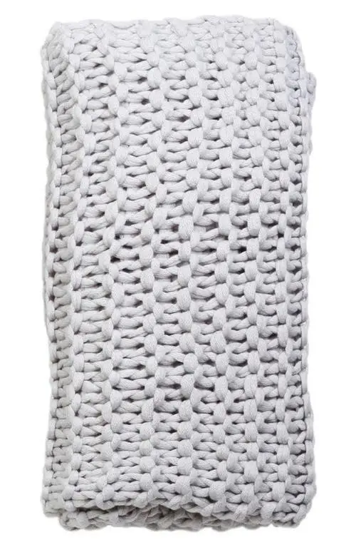 POM POM AT HOME Finn Chunky Knit Throw Blanket - Silver