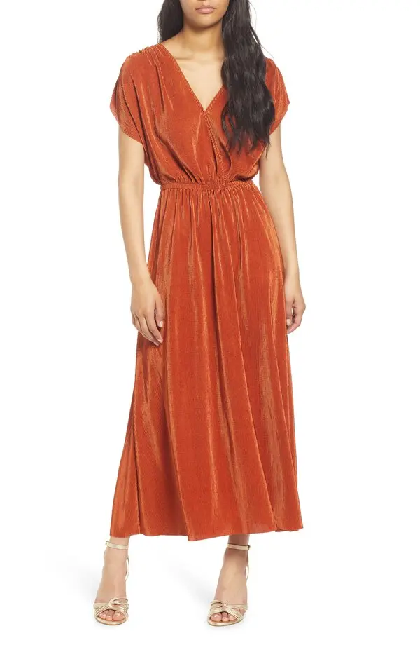 copper pleated dress Aviva Gown