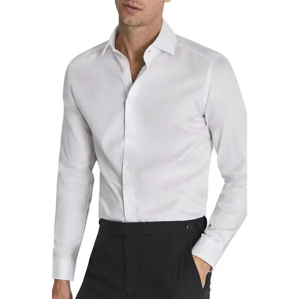 REISS Remote Cotton Button-up Shirt - White