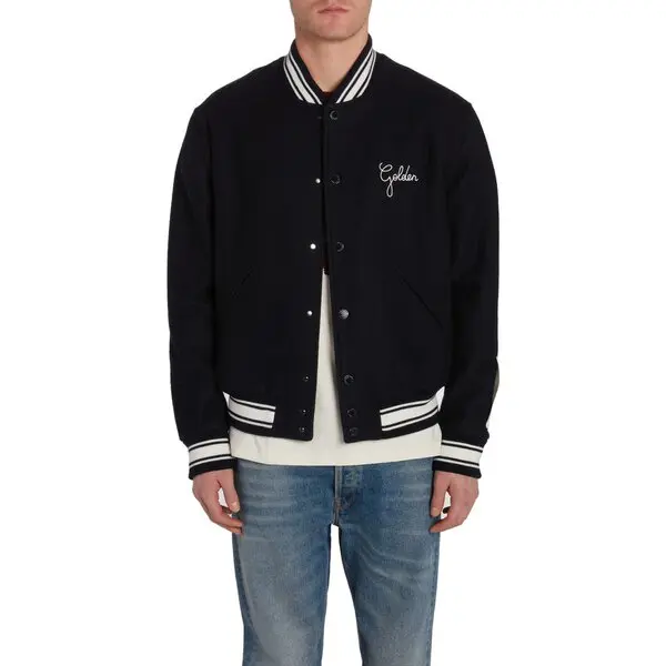 Golden Goose Wool Varsity Jacket With Logo