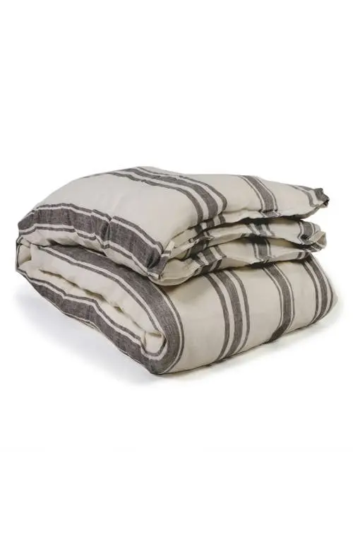 POM POM AT HOME Jackson Stripe Linen Duvet Cover - Flax/ Midnight