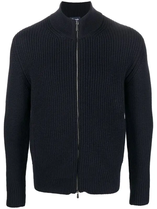 DRUMOHR Merino-wool Zip-up Cardigan - Blue