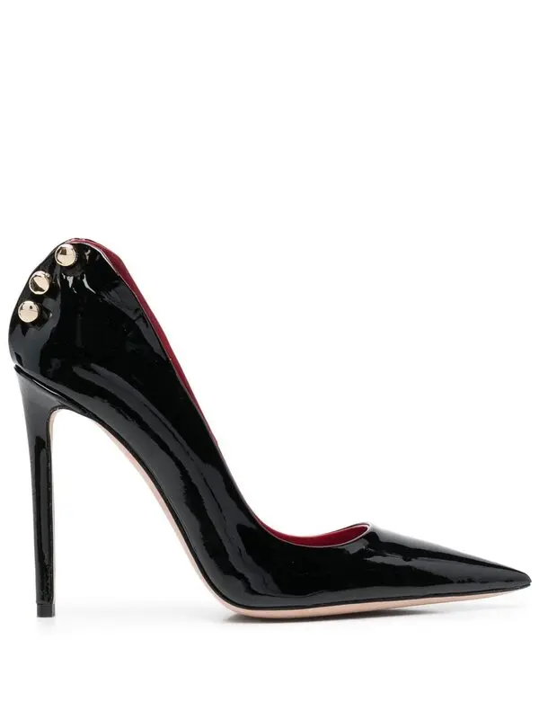 HARDOT 110mm Bar-detail Patent Leather Pumps