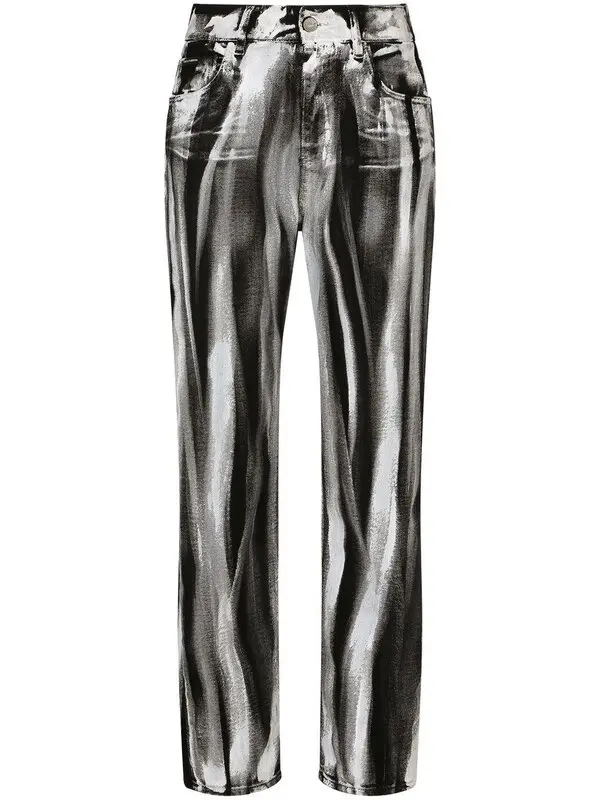 Dolce & Gabbana Stripe-print Cropped Boyfriend Jeans