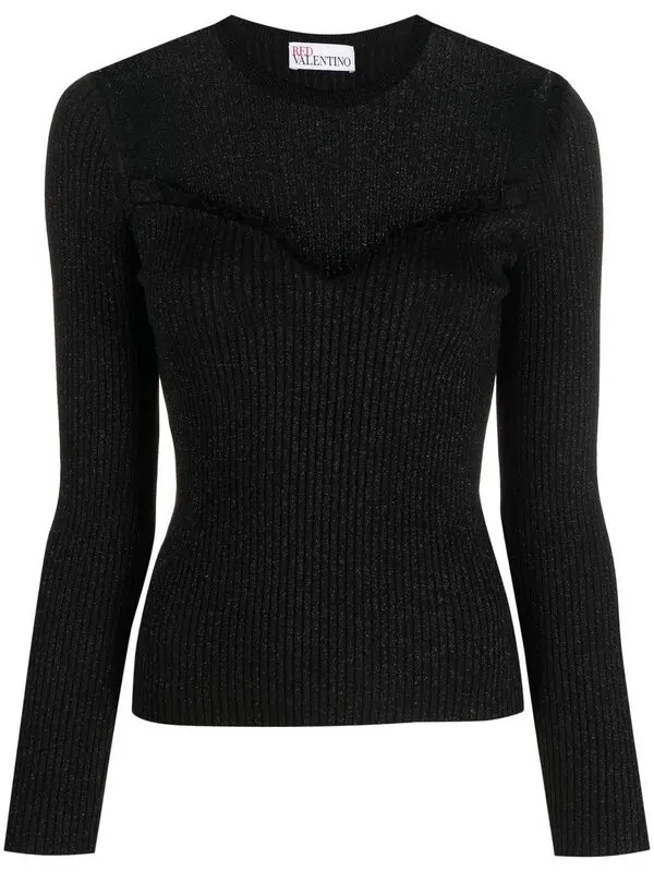Red Valentino Point D'esprit Tulle Knitted Top