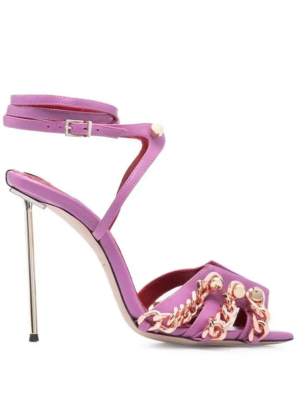 HARDOT 120mm Chain-detail Heeled Sandals - Purple