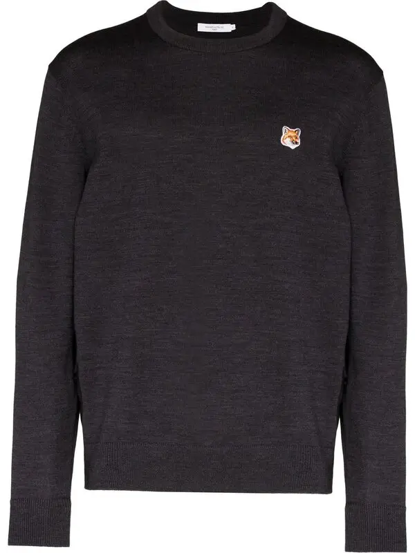 Maison Kitsuné Fox Head Wool Jumper - Grey