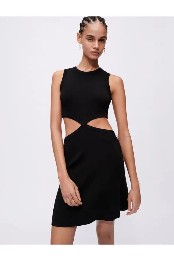 white christmas dresses Black Knit Cutout Dress – Pink House Boutique