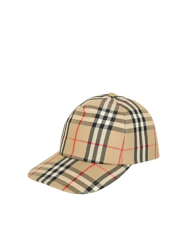 Burberry Baseball Cap With Iconic Check Pattern - Beige | Editorialist