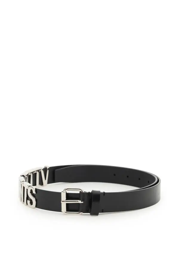 Vetements Leather Iconic Logo Belt - Black Silver (black) | Editorialist
