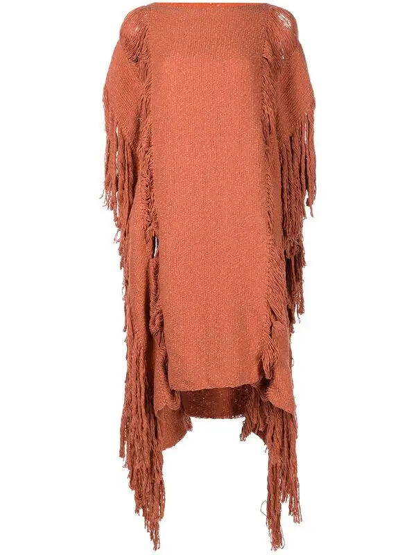 Voz Fringe-detail Long Top - Orange
