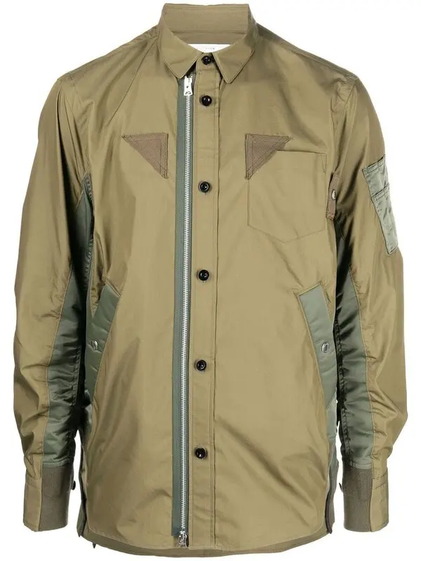 Sacai Colour-block Panelled Shirt Jacket