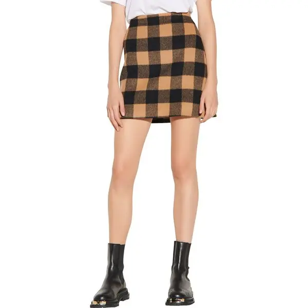 Sandro Buffalo Checked Mini Skirt