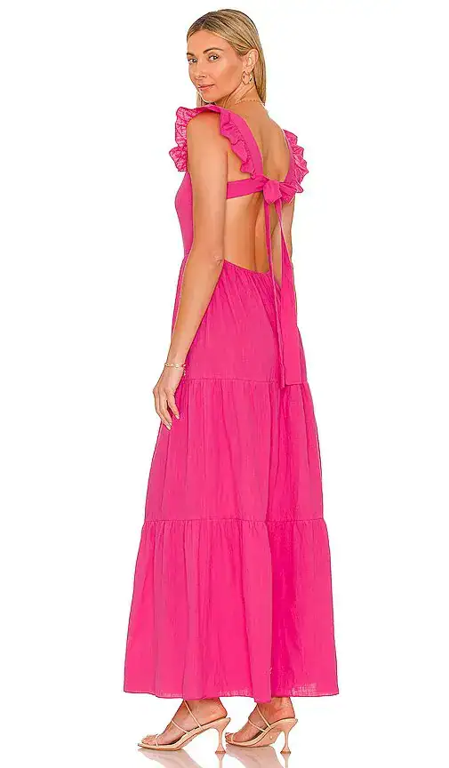 Sndys X Peaches Linen Maxi Dress In Hot Pink - 5% Off | Editorialist