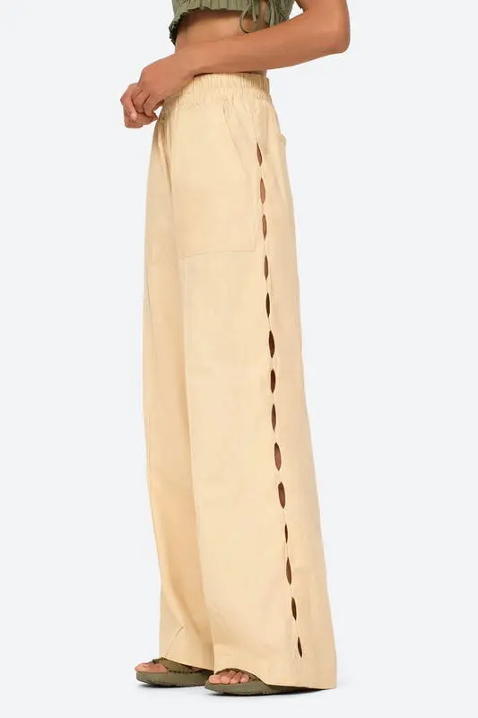 Sea Sia Solid Side Cut-out Pants - Brown | Editorialist