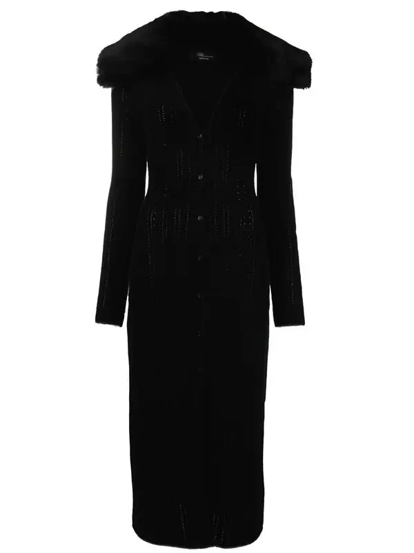 Blumarine Faux-fur Collar Knitted Dress