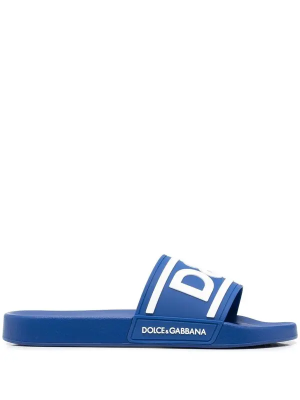 Dolce & Gabbana Logo Pool Slides - Blue