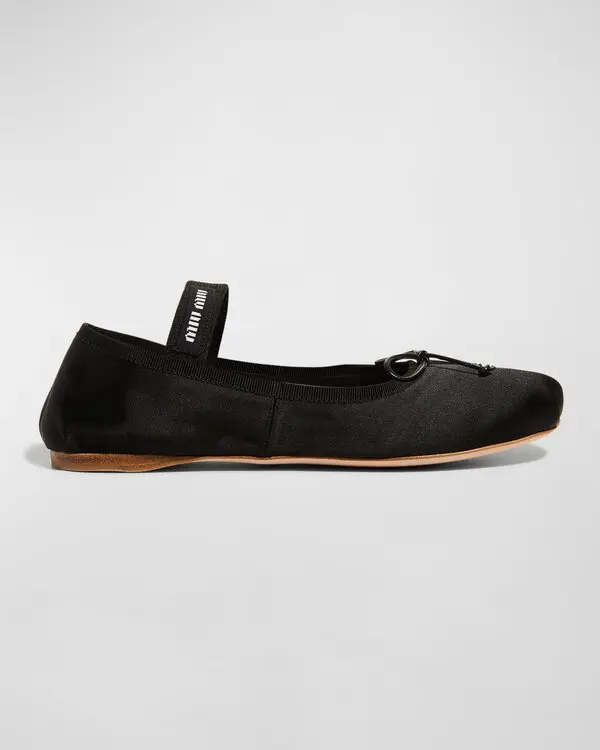 Miu Miu Satin Ballerina Flats - Nero