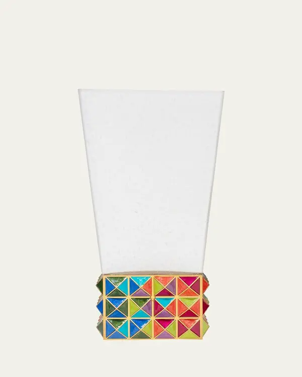 JAY STRONGWATER Rainbow Pyramid Vase