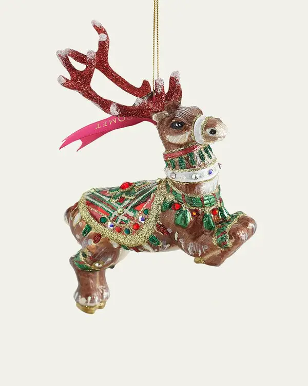 JAY STRONGWATER Comet Reindeer Glass Ornament - Multi